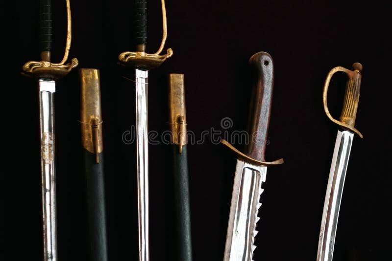 Old Swords on the Dark Background Retro Stock Image - Image of medieval ...