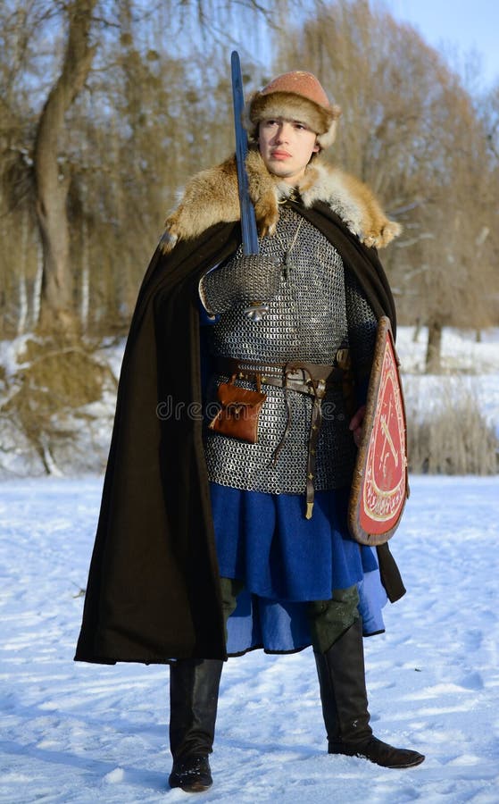 Old Russian Warrior Historical Reconstructor Stock Photo - Image of ...