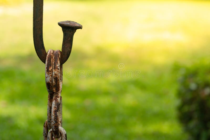 Old Rust Chain that Hanged on the Metal Hook Stock Image - Image of ...