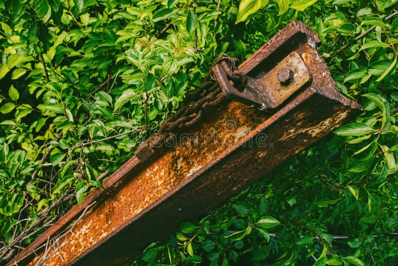 Old rust covered gate post stock photo. Image of leaf - 255234402