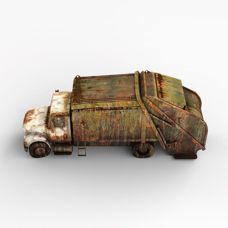 Old, Rust-covered Truck Parked on a White Surface, 3D Rendered Stock ...