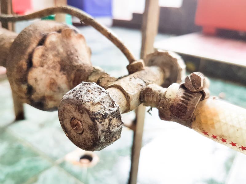 Old Rust Head Valve with Old White Rubber Gas Pipe Stock Image - Image ...