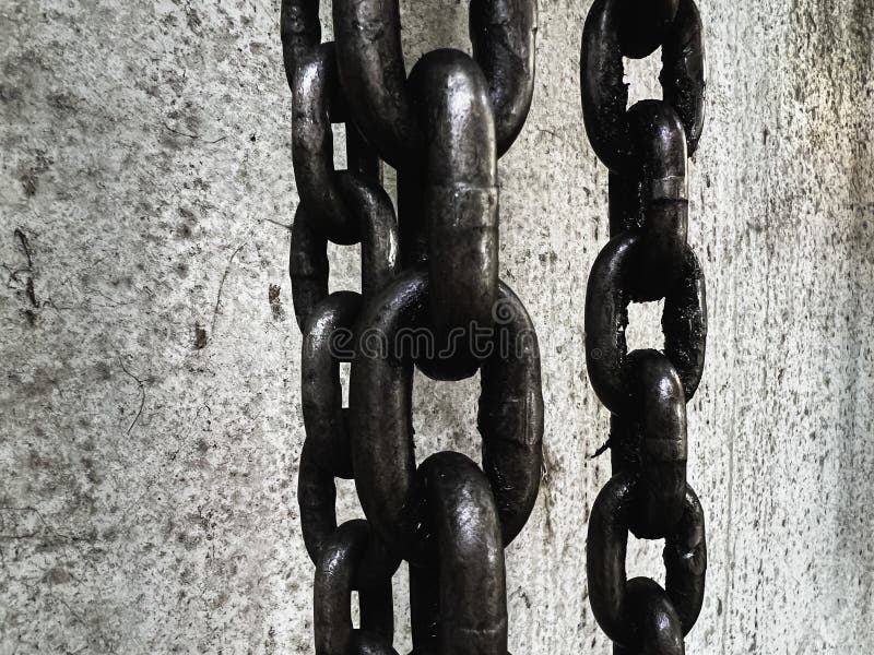 Old and Rust Iron Chain Hanging on Wall Stock Image - Image of iron ...