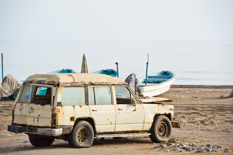 Old Rusted 4x4 on a Beach in Oman Stock Image - Image of truck ...