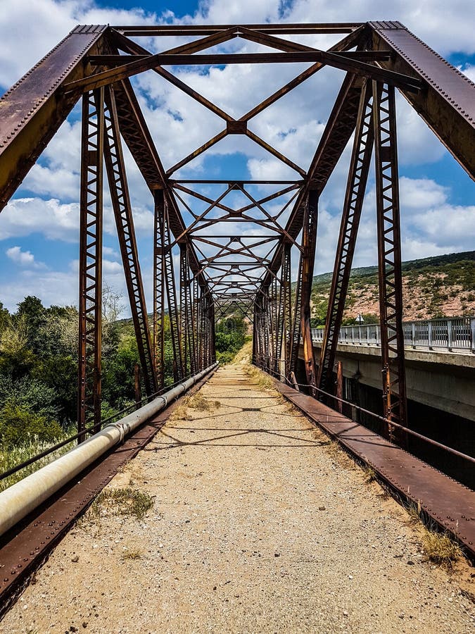 Rusted Bridge Overpass Steps Over a Road Stock Photo - Image of steps ...