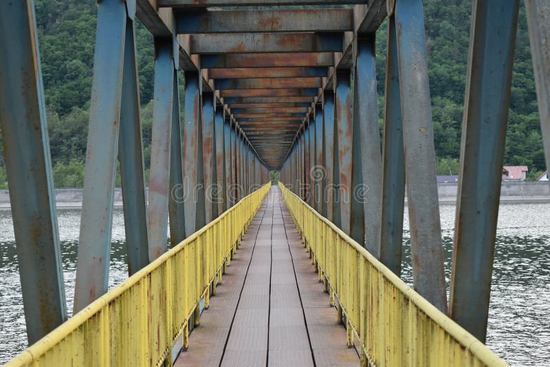Rusted Bridge Overpass Steps Over a Road Stock Image - Image of green ...
