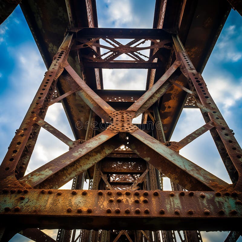 An Old Rusted Bridge, View is from Under the Bridge. Stock Illustration ...