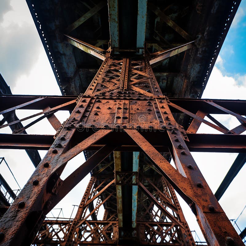 An Old Rusted Bridge, View is from Under the Bridge. Stock Illustration ...