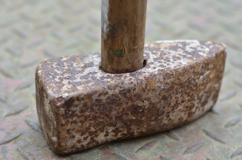 Old Rusted Hammer with Handle Stock Photo - Image of steel, handle ...