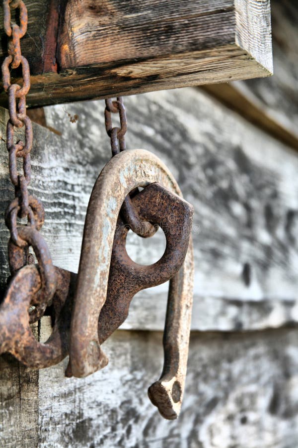 Old Rusted Horseshoe and Log Splitter Stock Image - Image of rural ...