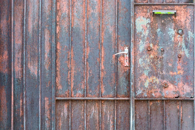 Rusty Metal door. stock image. Image of lock, padlock - 103381477