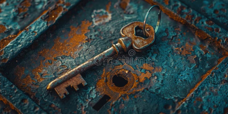 Old, Rusted Key Lying Next To an Old Shiny Padlock Stock Image - Image ...
