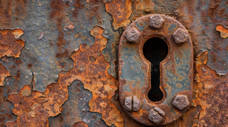 An Old Rusted Keyhole with a Rusted Bolt Fitting Seamlessly into it ...