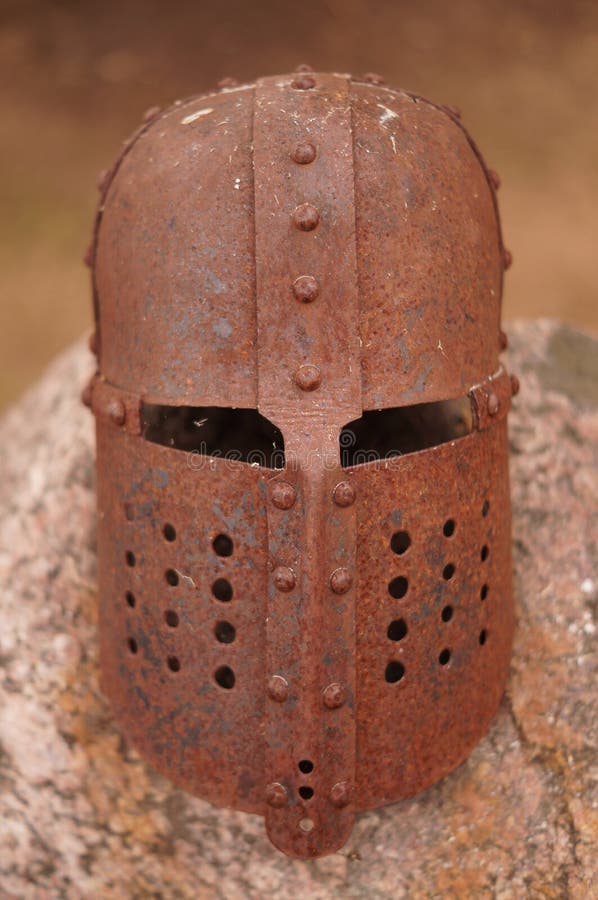 Old rusted knight mask stock image. Image of steel, metal - 65376769