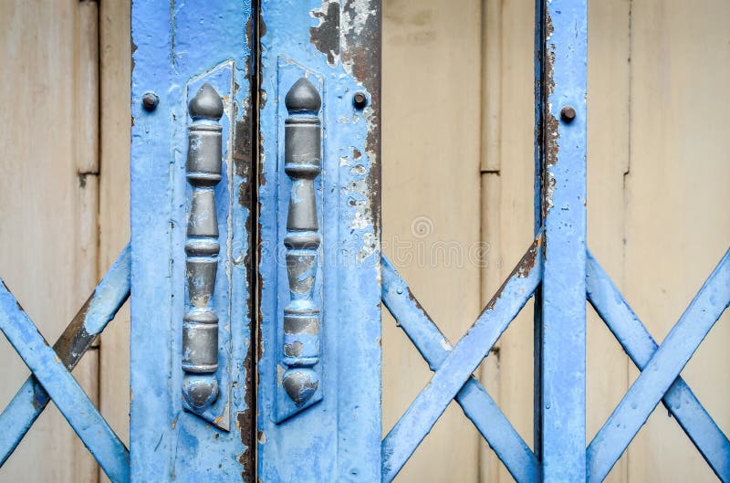 Old Rusted Lock on Blue Rusty Iron Gate Stock Image - Image of blue ...
