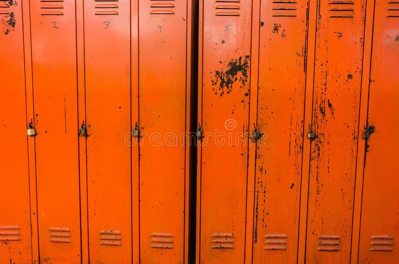 Old Rusted Lockers with Numbers Stock Photo - Image of blue, office ...