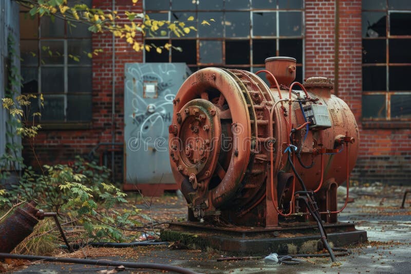 Old, Rusted Machine in Front of Building. Suitable for Industrial ...