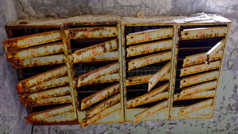 Old, Rusted Mailboxes with Numbers Painted in Red Editorial Stock Image ...