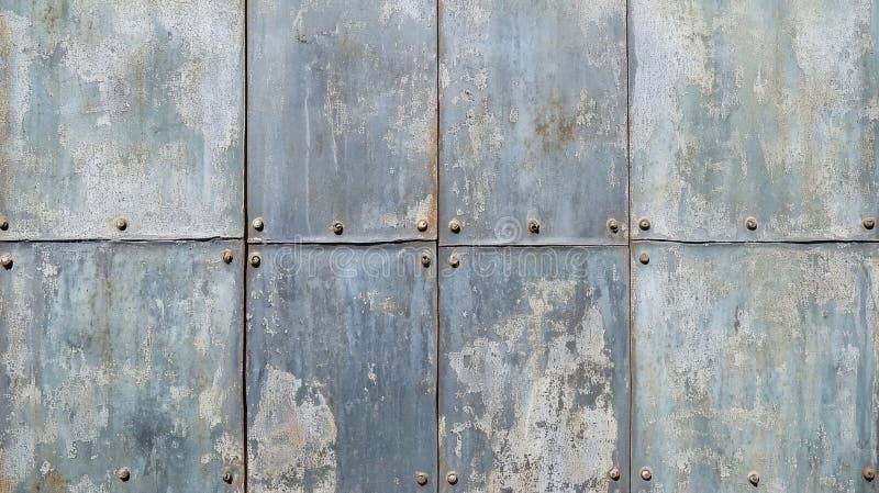 An Old and Rusted Metal Panel with Scratches and Hints of Orange Rust ...