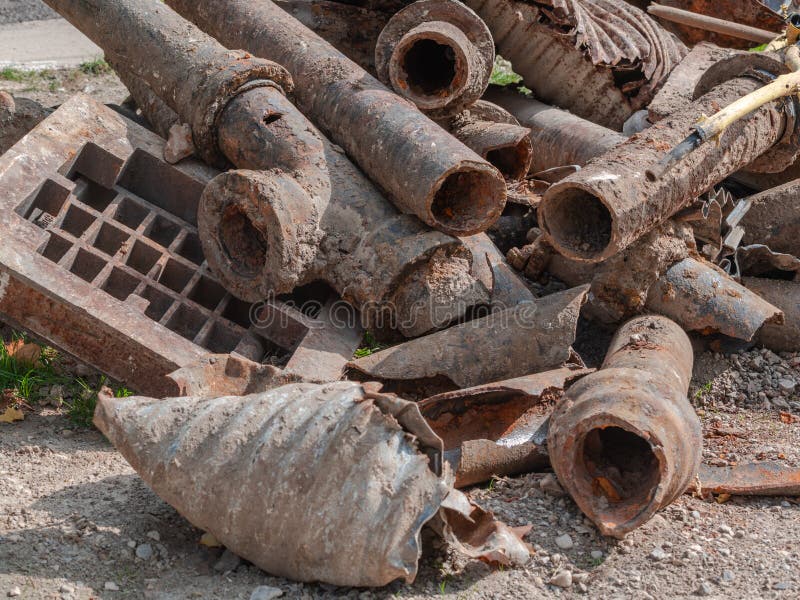 Old Rusted Metal, Sewer Systems, Pipes Rust Stock Image - Image of wood ...