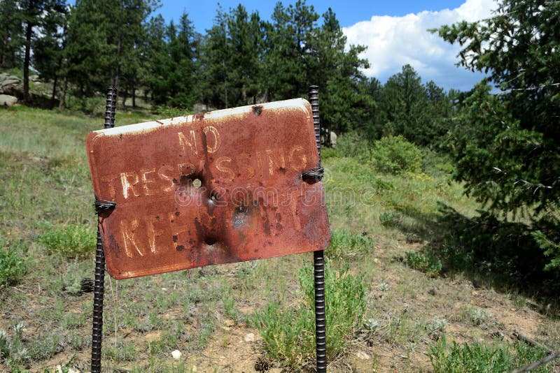 Old and Rusted No Trespassing Keep Out Sign Stock Photo - Image of ...