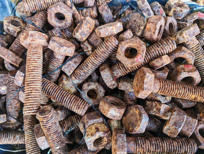 Old Rusted Nuts and Bolts in Box Stock Photo - Image of rusted, concept ...