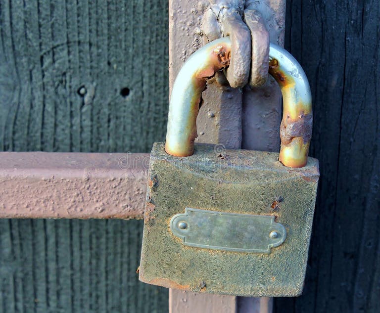 Old rusted padlock stock image. Image of door, detail - 48942317