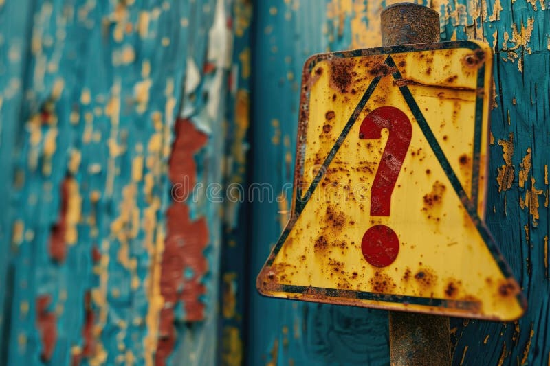 An Old Rusted Sign Featuring a Question Mark Symbol. Ideal for Use in ...
