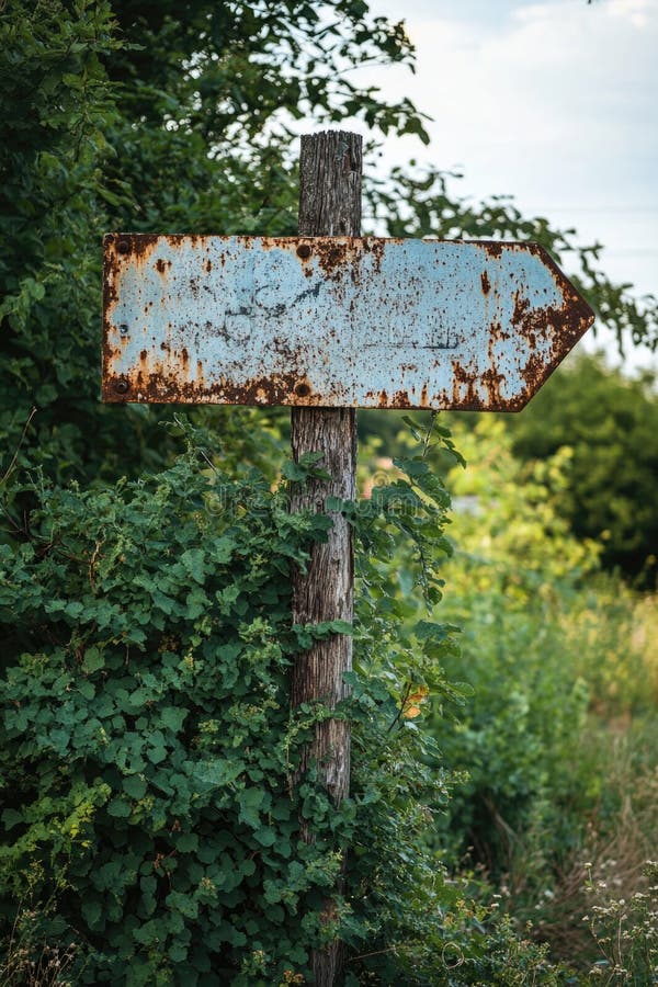 Old Rusted Sign in Field stock photo. Image of decayed - 373264230