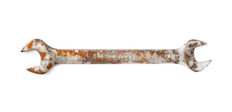 Rusted Spanner Isolated on White Background Stock Photo - Image of ...