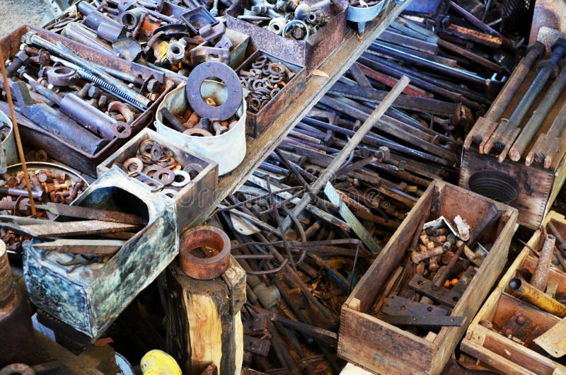 Old Rusted Tools and Fasteners Stock Image - Image of fasteners ...