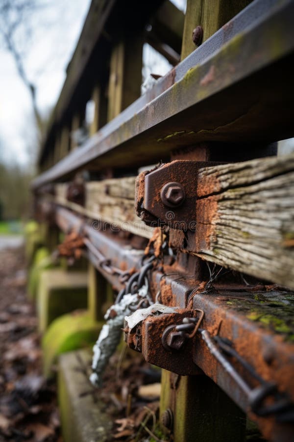 An Old Rusted Train Track with Chain Links on it Stock Illustration ...