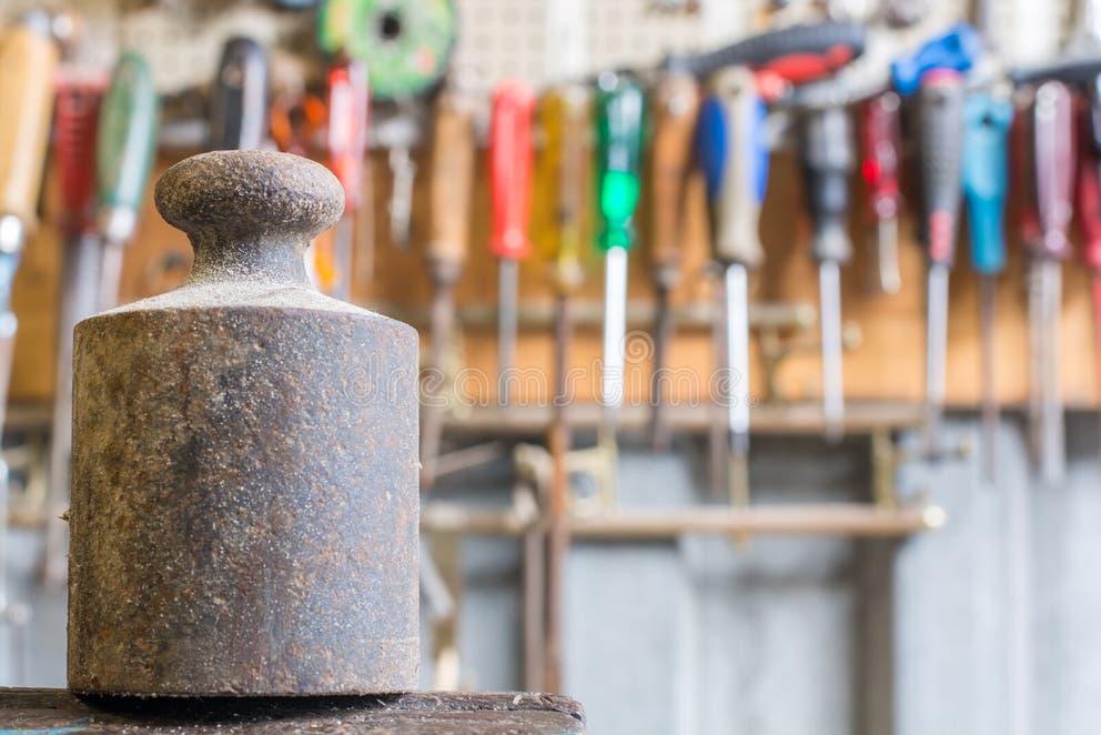 Old Rusted Weight in a Workshop Stock Image - Image of crafts, rusted ...