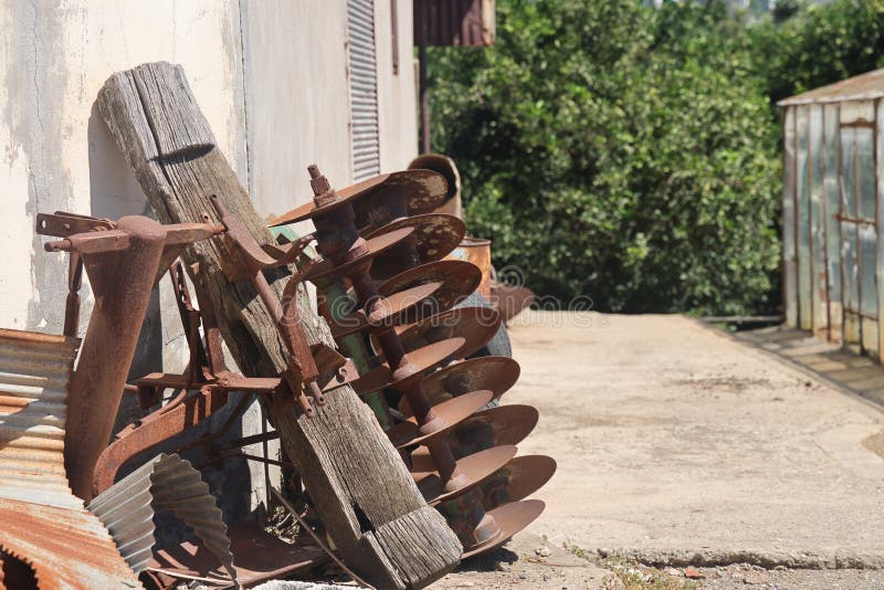 Old Rustic Agricultural Equipment, Rusty Fixtures, Farm. Stock Image ...