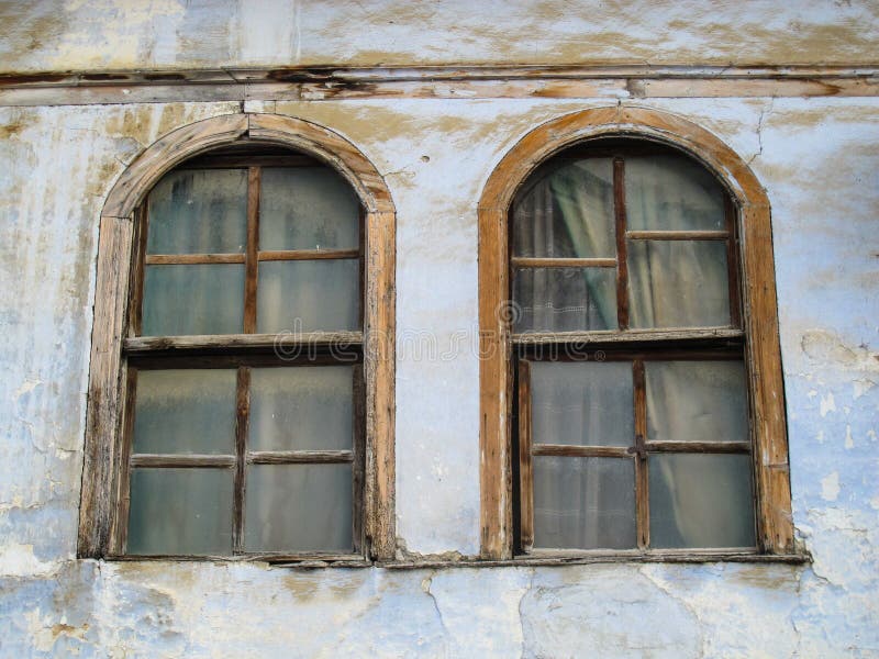 Old Wooden Window With Arch Isolated On White Background Stock Image ...