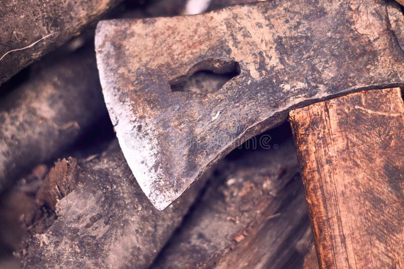Old rustic axe stock photo. Image of copy, steel, logging - 77818298