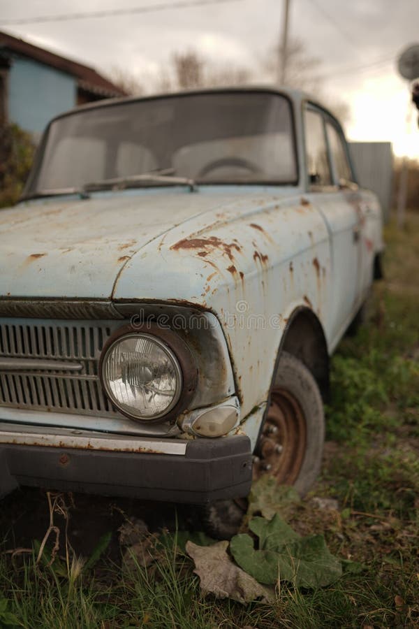 Old Rustic Car Abandoned on the Backyard Stock Photo - Image of retro ...