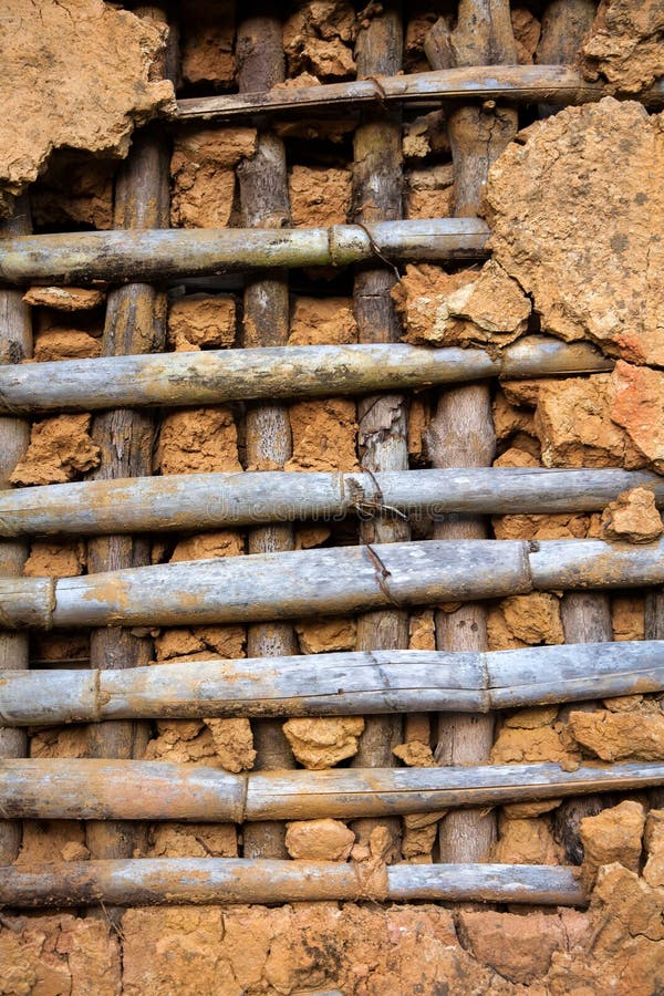 Old rustic cob wall stock photo. Image of woods, trunk - 93132808