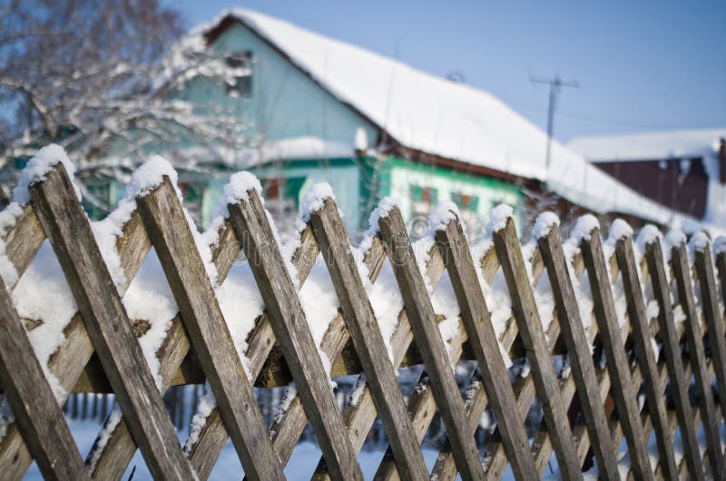 Old Rustic Fence in the Snow. Stock Image - Image of north, rural: 66406283