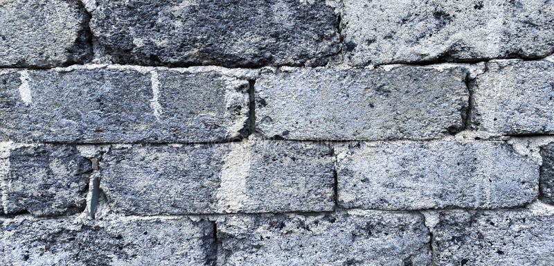 Old Rustic Gray Brick Wall Panorama. Masonry Gray Texture or Background ...
