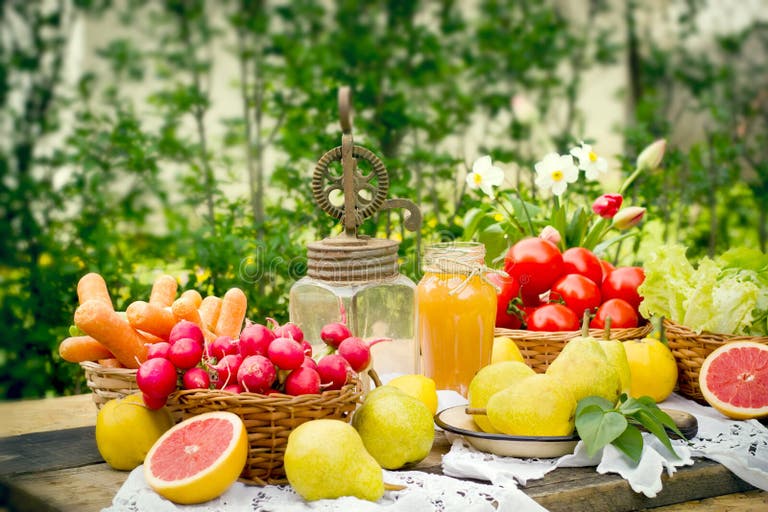 Old Rustic Hand Blender and Fruits and Vegetables Stock Image - Image ...
