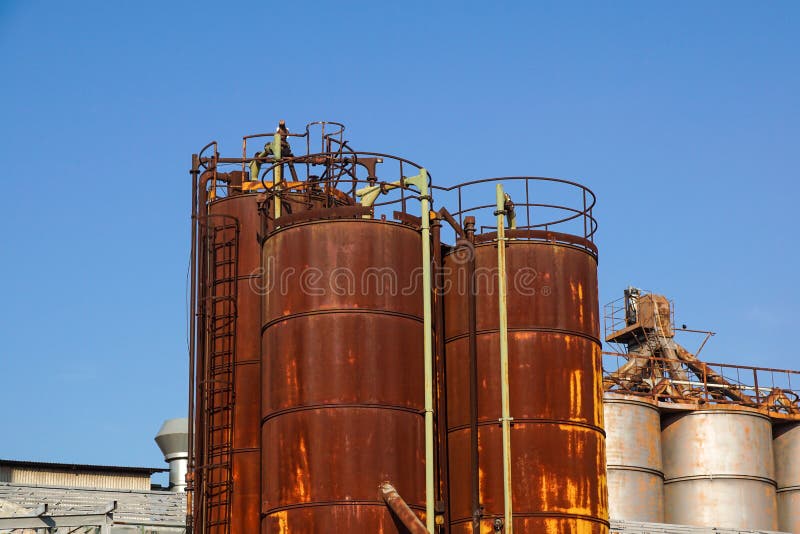 Old Rustic Iron Silo at Old Industrial Farm Stock Image - Image of ...