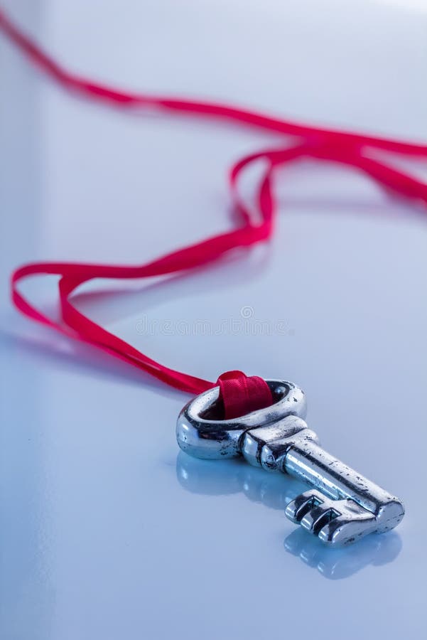 An Old Rustic Key with Red Ribbon Stock Photo - Image of concept, metal ...