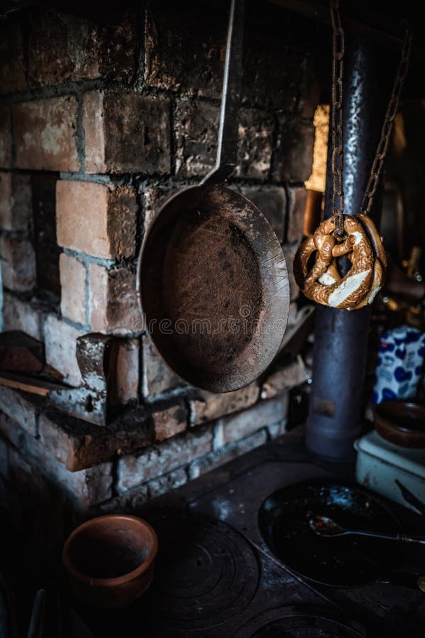 Old rustic kitchen stock photo. Image of retro, living - 181543778