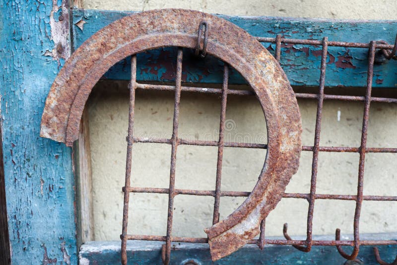 Old Rustic Metallic Element on the Exterior Wall Stock Photo - Image of ...