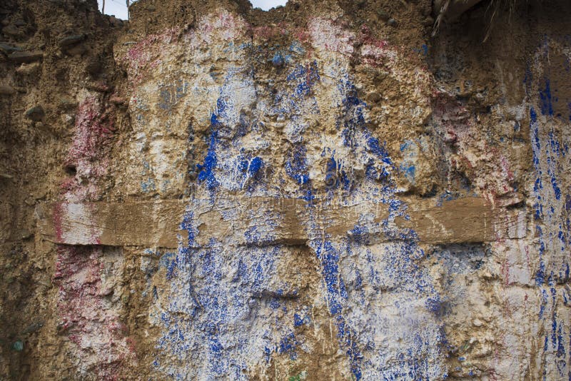 Old Rustic Mud Wall with Worn Out Peeling Paint Stock Photo - Image of ...