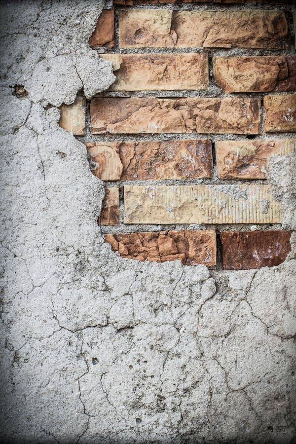 Old Rustic Plaster and Brick Wall Stock Photo - Image of blank ...