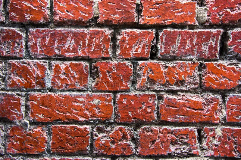 Old and Rustic Red Brig Wall Stock Photo - Image of weathered ...