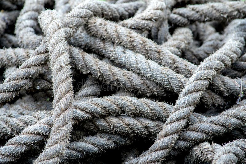 Old Rustic Rope in a Big Pile Stock Photo - Image of connection, nature ...