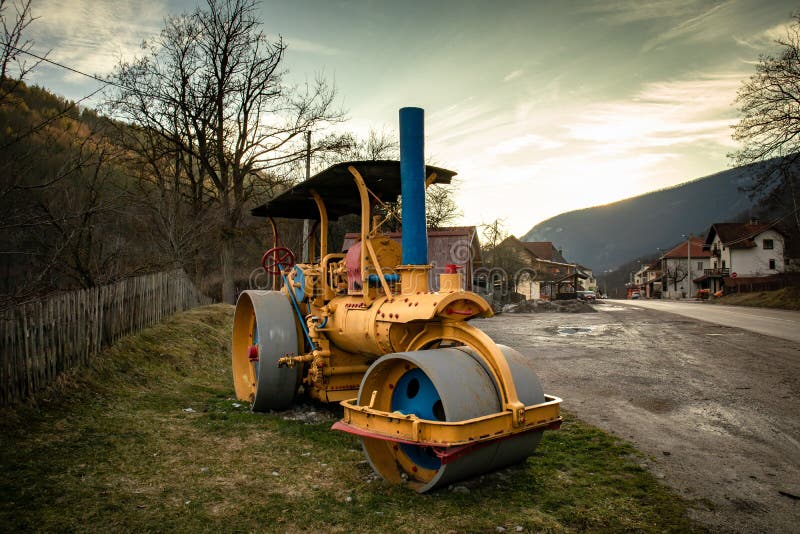Old rustic steamroller stock image. Image of beautiful - 139641873